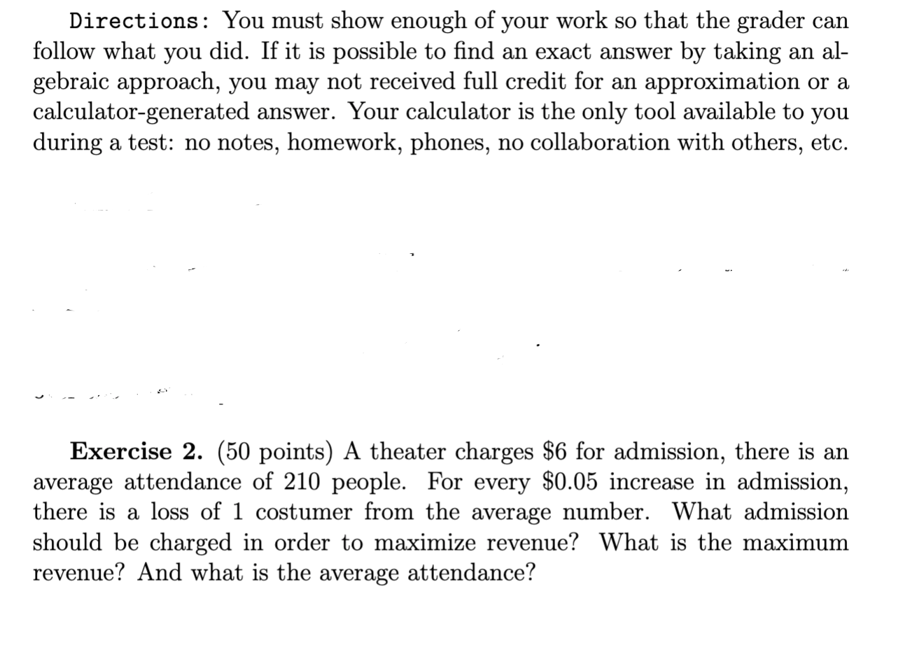 Solved Directions: You must show enough of your work so that | Chegg.com