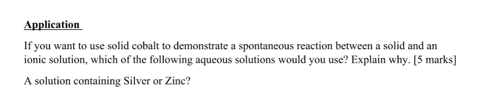Solved Application If you want to use solid cobalt to | Chegg.com