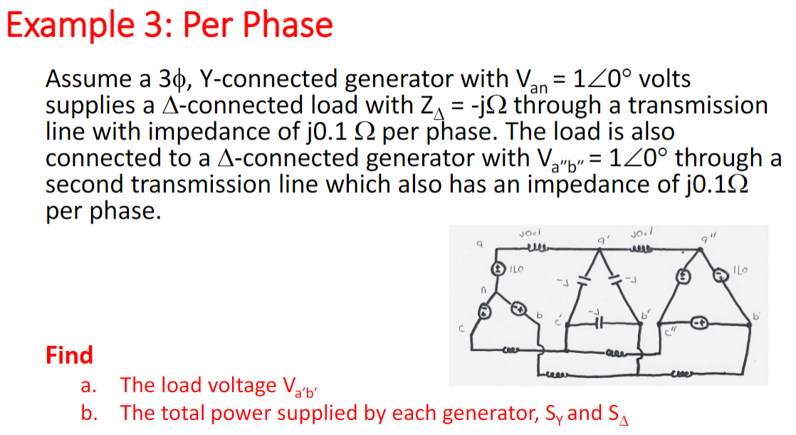 Solved Example 3: Per Phase Assume a 30, Y-connected | Chegg.com