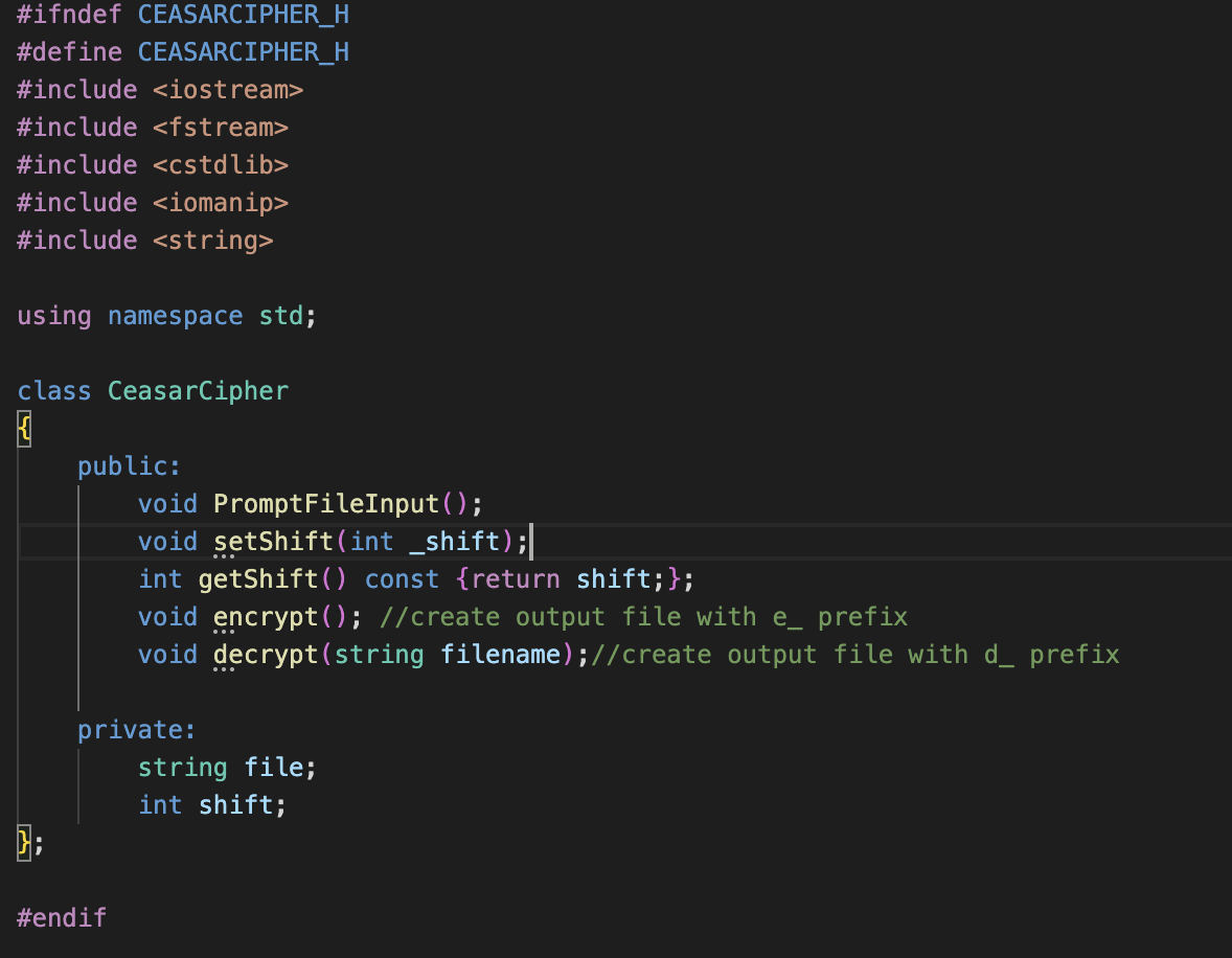 Solved #include "CeasarCipher.h" void | Chegg.com