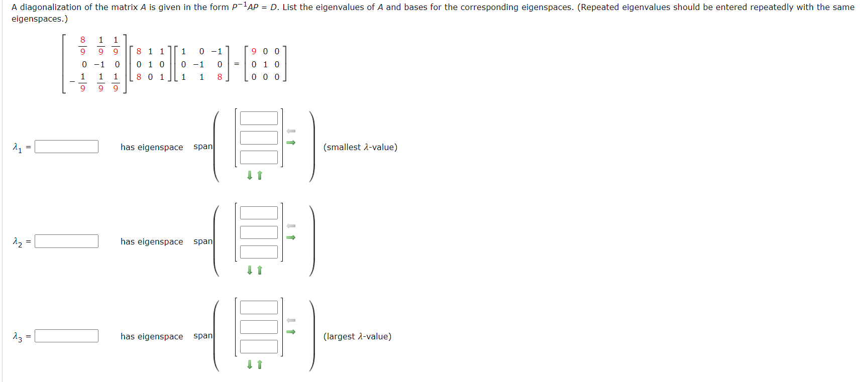 Solved eigenspaces.) \[ \begin{array}{l} | Chegg.com