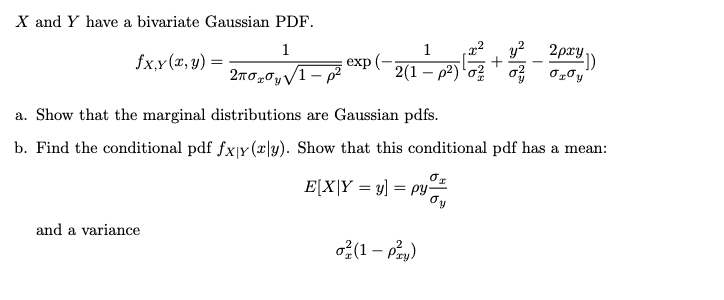 Solved X and Y have a bivariate Gaussian PDF. | Chegg.com