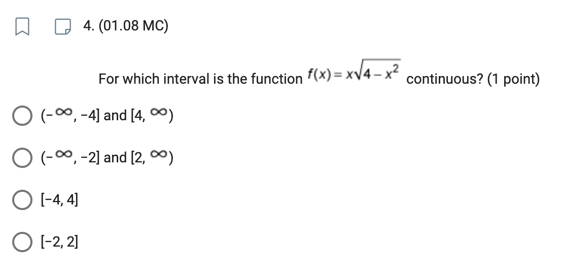 Solved For which interval is the function f(x)=x4−x2 | Chegg.com