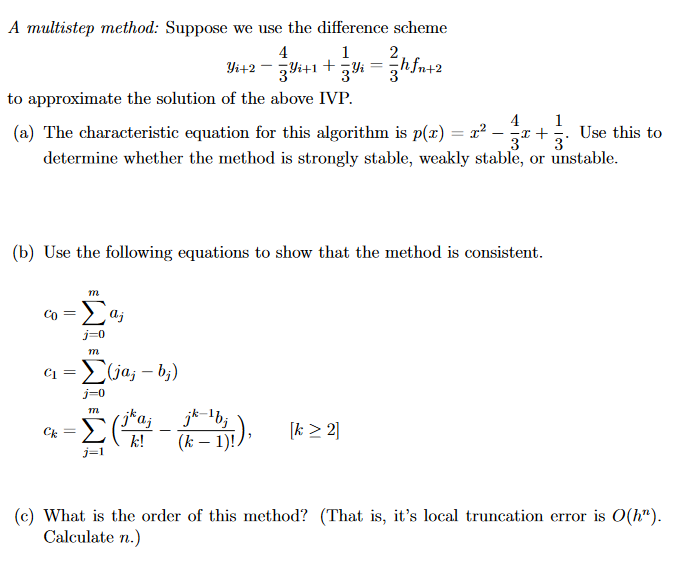 Solved A multistep method: Suppose we use the difference | Chegg.com