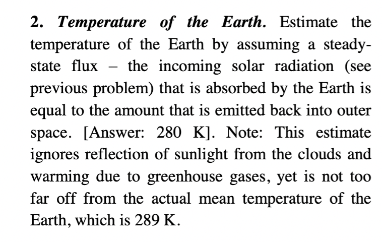 Solved Temperature of the Earth. Estimate thetemperature of | Chegg.com