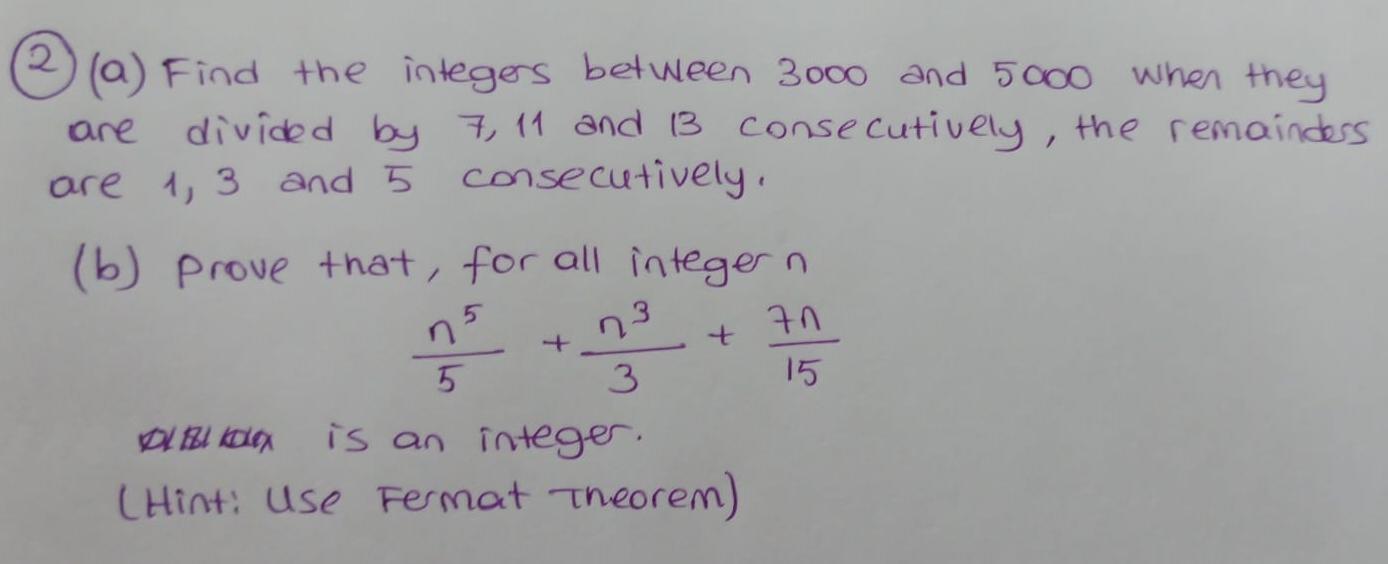 Solved NUMBER THEORY Hello .. could you answer this | Chegg.com