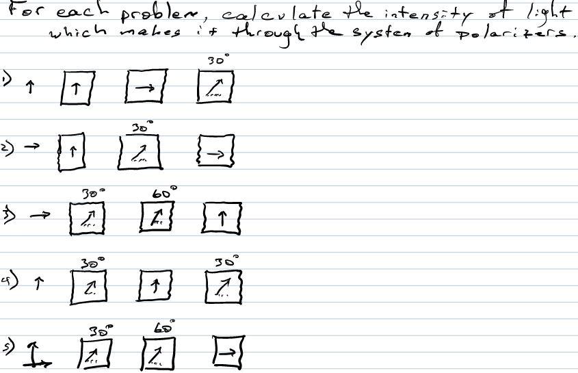 Solved For each problem, calculate the intensity of light | Chegg.com