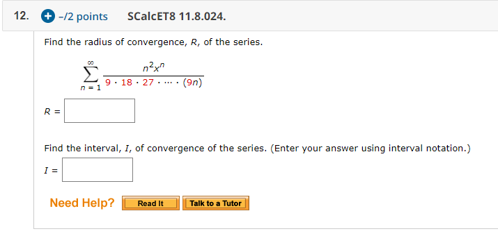 Solved 12. + -/2 points SCalcET8 11.8.024. Find the radius | Chegg.com