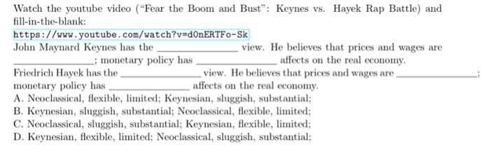 Solved Watch the youtube video ("Fear the Boom and Bust: | Chegg.com