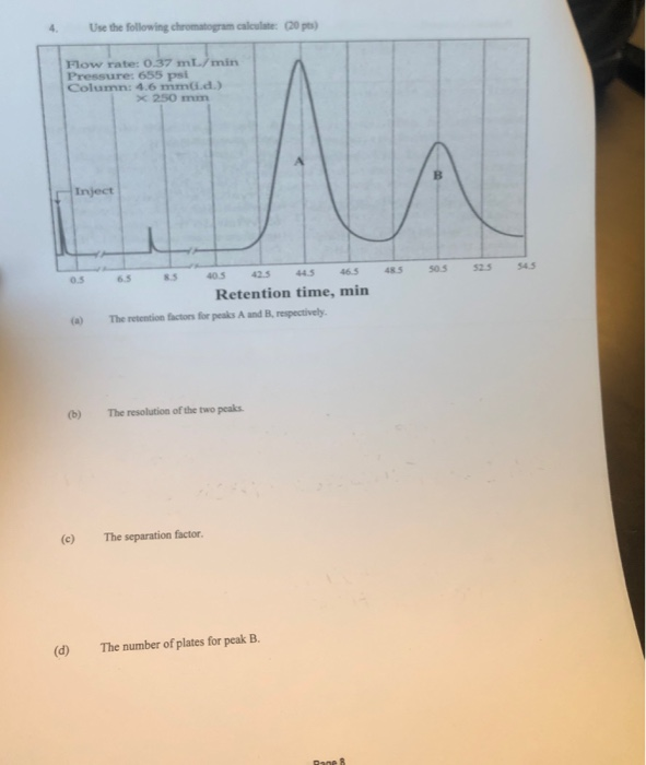4. Use the following chromatogram calculate: 20 ps) | Chegg.com