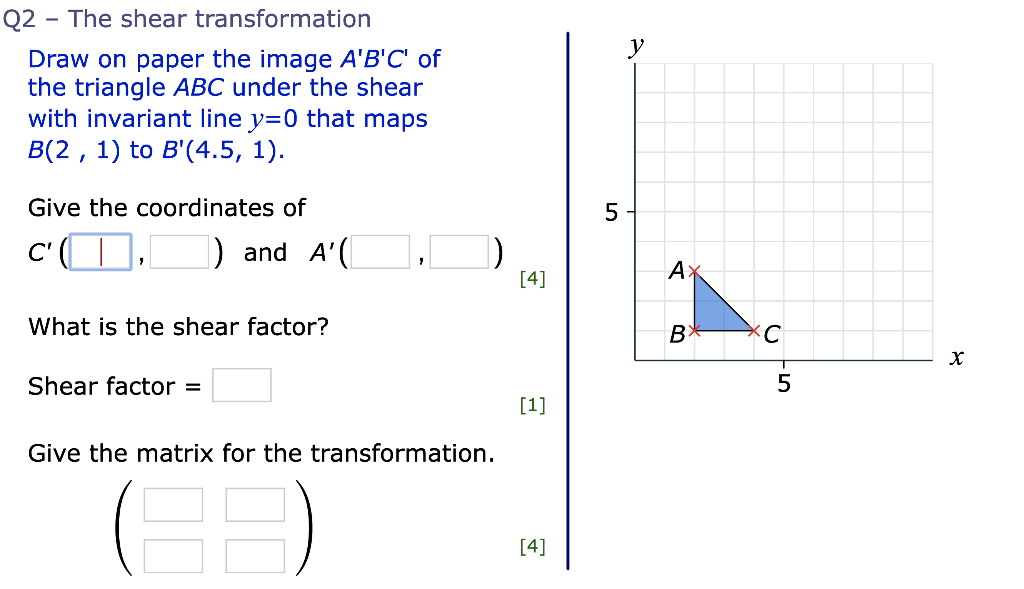 Solved у Q2 - The shear transformation Draw on paper the | Chegg.com