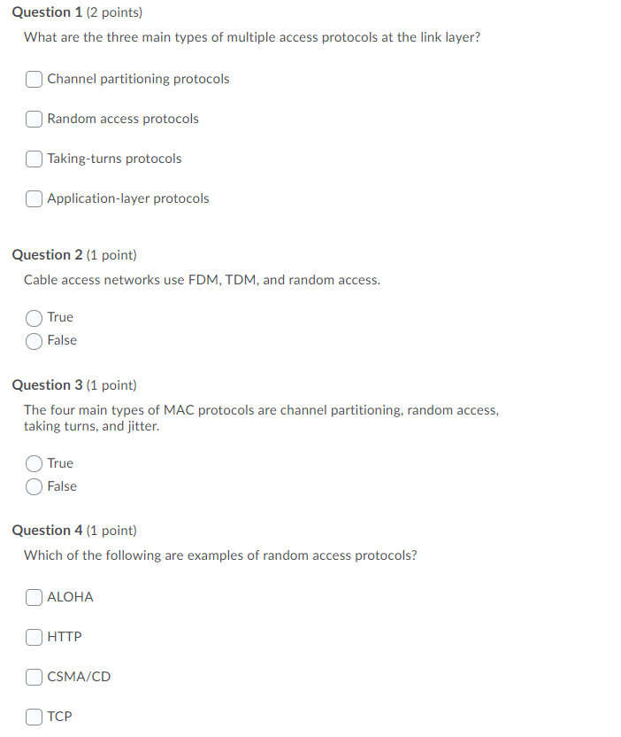 Solved Question 1 (2 points) What are the three main types | Chegg.com