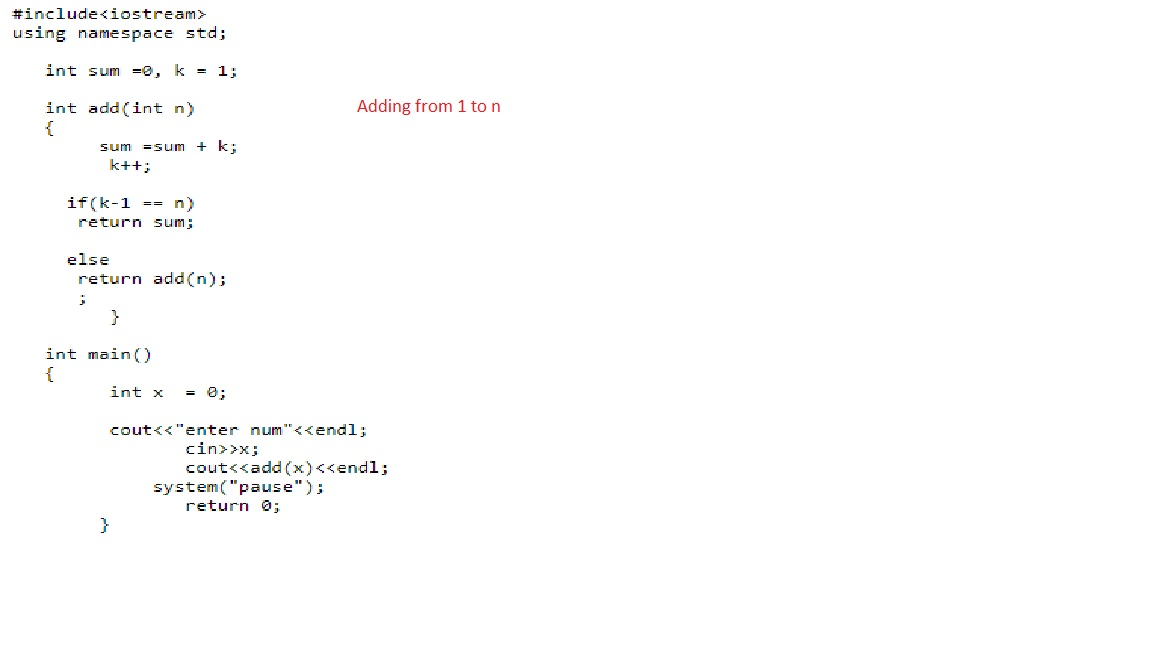 Solved #include using namespace std; int sum =, k = 1; | Chegg.com