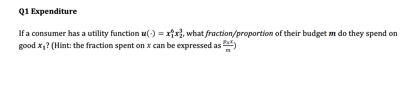 Solved If a consumer has a utility function u(⋅)=x16x23, | Chegg.com
