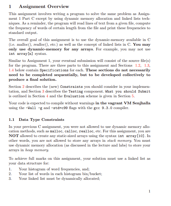 Solved 1 Assignment Overview This assignment involves | Chegg.com