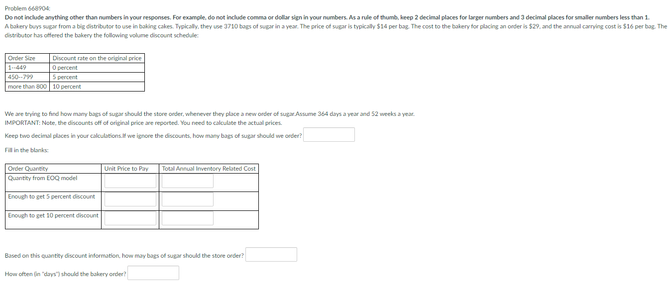Solved Problem 668904 Do not include anything other than | Chegg.com