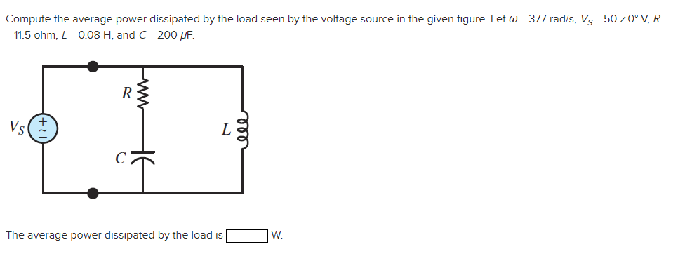 Solved Compute the average power dissipated by the load seen | Chegg.com