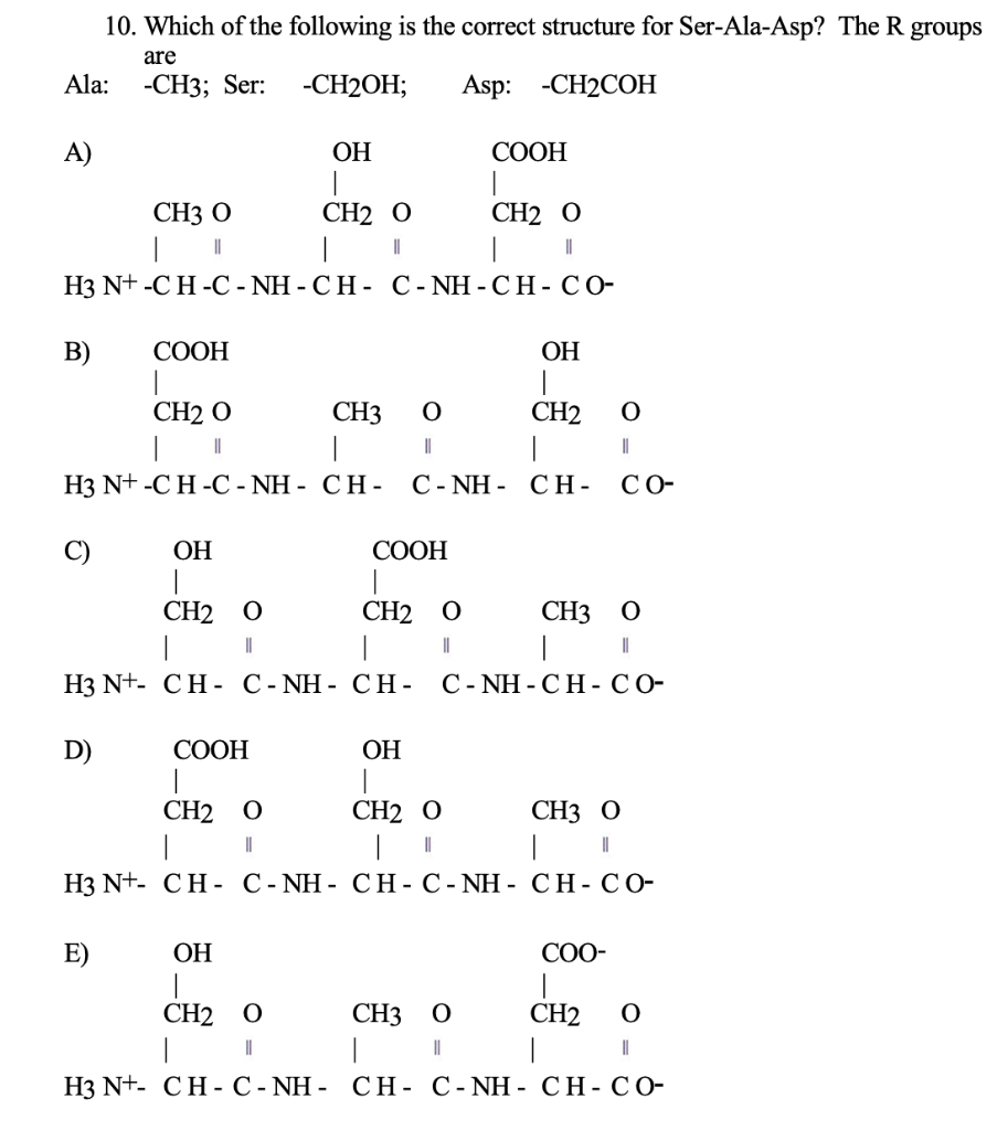 Solved Which of the following is the correct structure for | Chegg.com