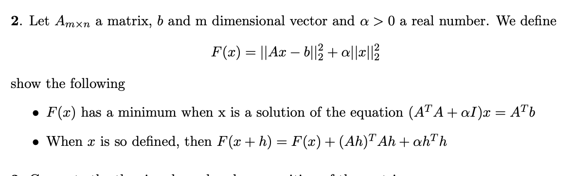 Solved 2. Let Amxn a matrix, b and m dimensional vector and | Chegg.com