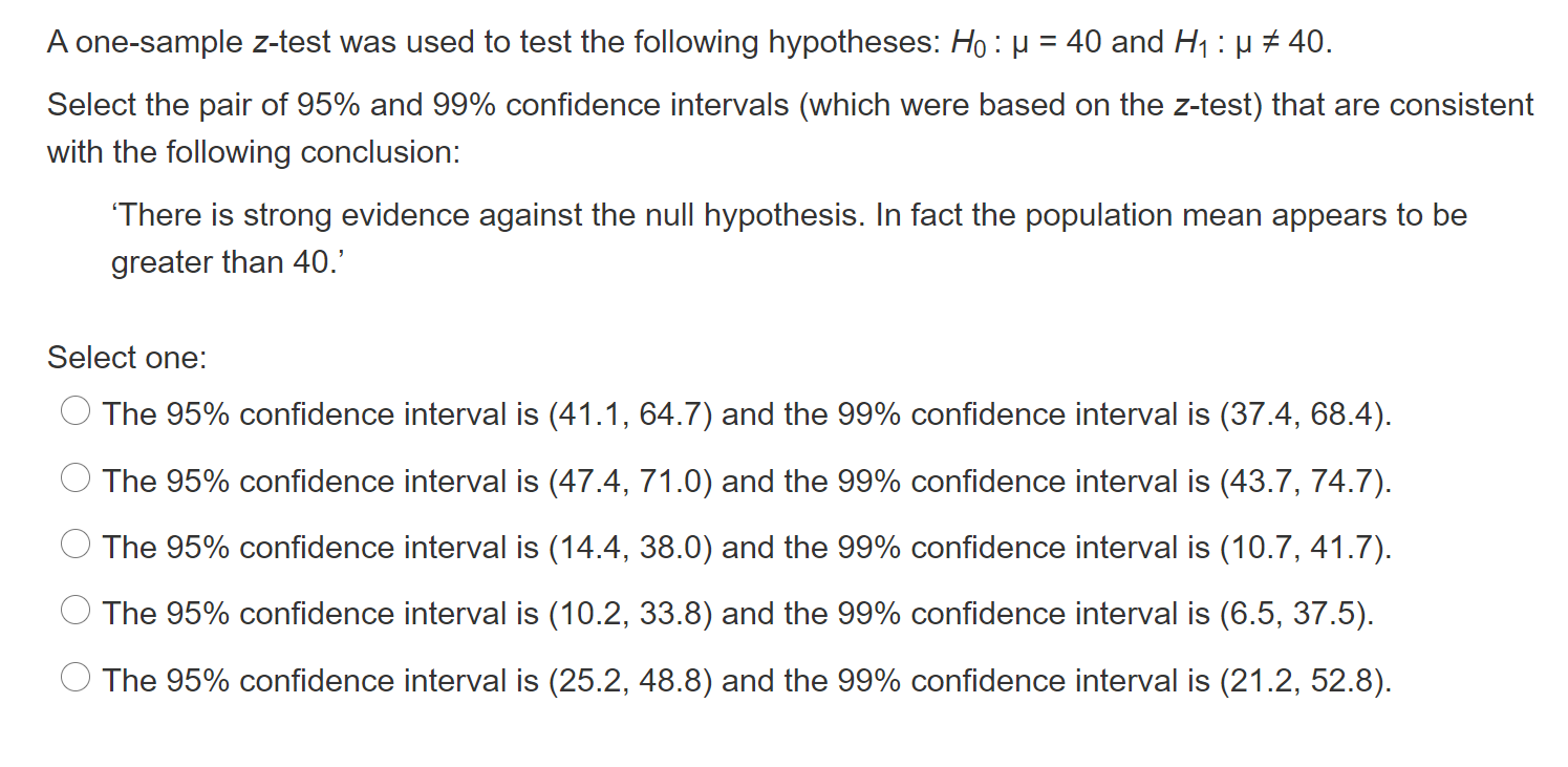 Solved A one-sample z-test was used to test the following | Chegg.com