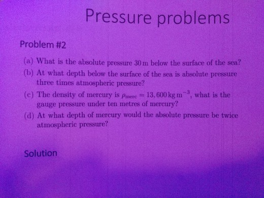 Solved Pressure problems Problem #2 (a) What is the absolute | Chegg.com