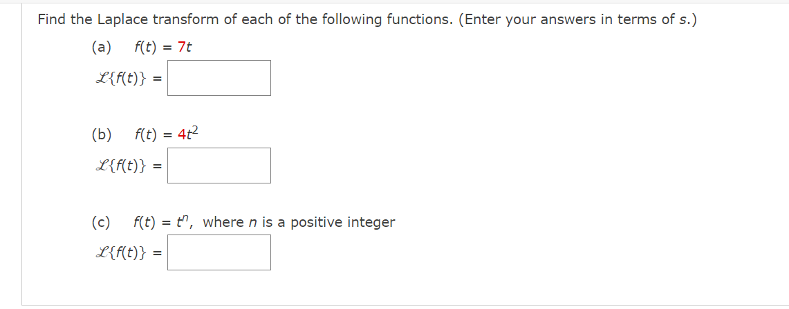 Solved Find the Laplace transform of each of the following | Chegg.com