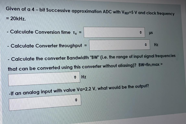 Solved Given of a 4-bit Successive approximation ADC with | Chegg.com
