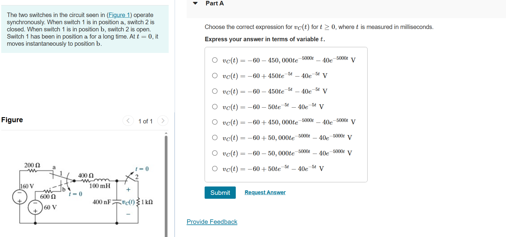 Solved The two switches in the circuit seen in (Figure 1) | Chegg.com