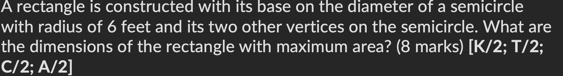 Solved A rectangle is constructed with its base on the | Chegg.com