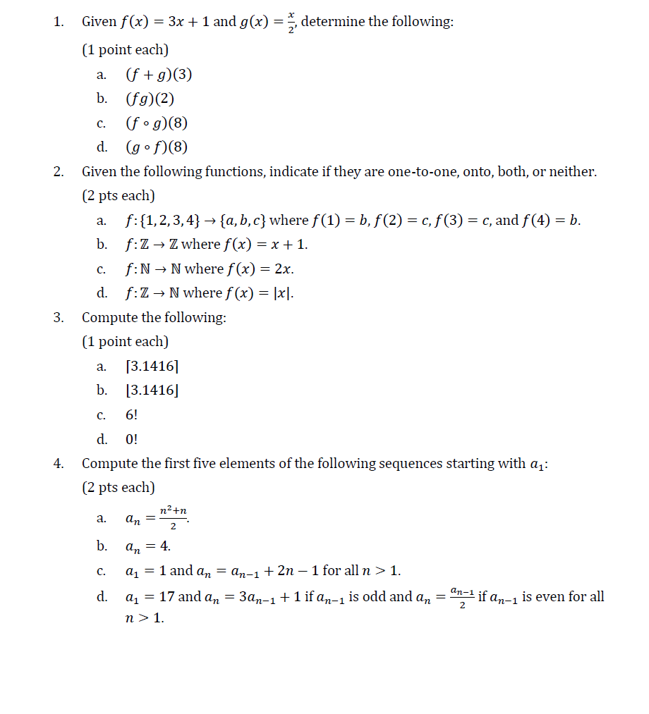Solved Please answer all sub parts to all 8 questions. | Chegg.com
