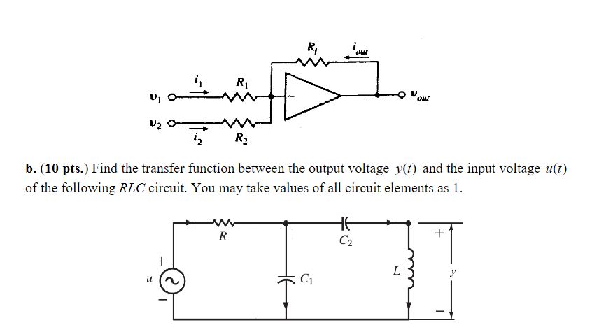 b. (10 pts.) Find the transfer function between the | Chegg.com