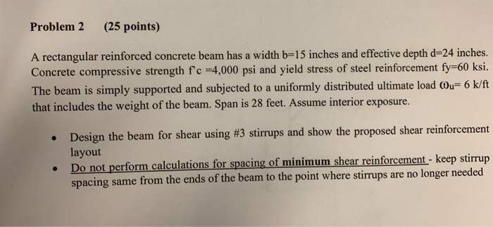 Solved Problem 2 (25 points) A rectangular reinforced | Chegg.com