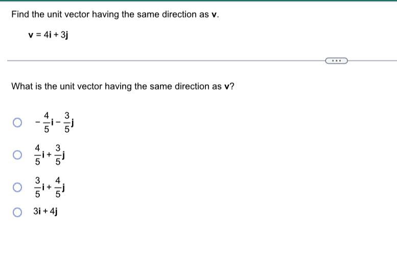 Solved Find the unit vector having the same direction as v. | Chegg.com