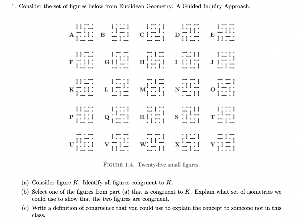 Solved 1. Consider the set of figures below from Euclidean | Chegg.com