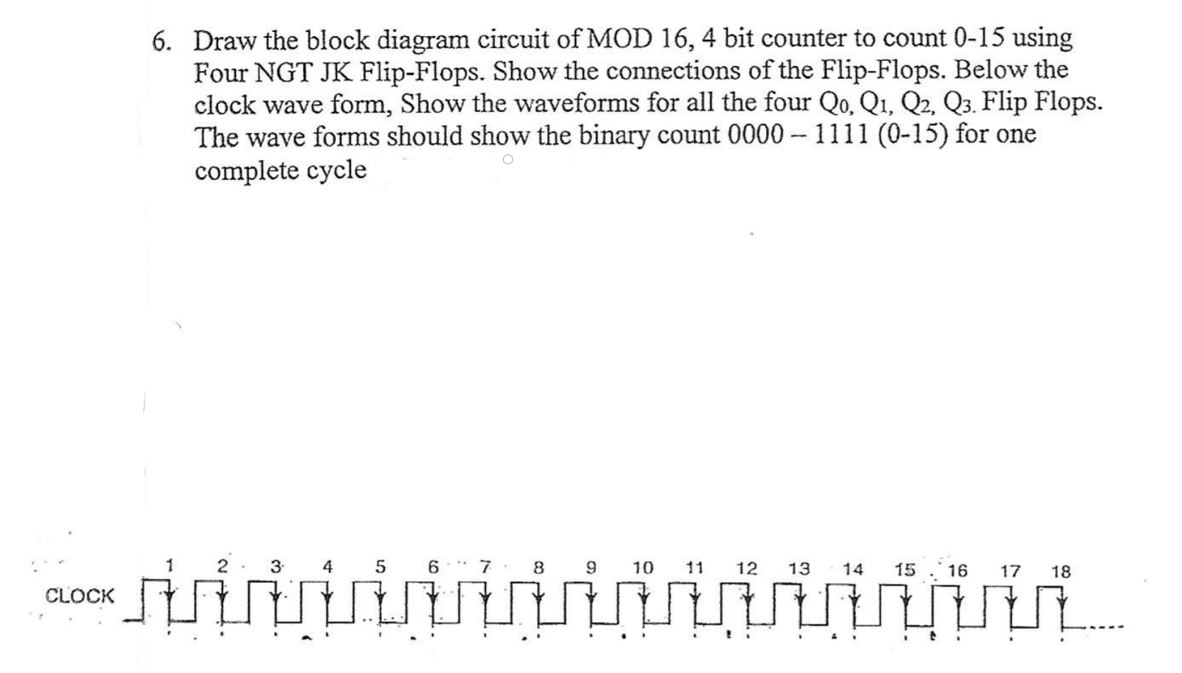 Solved 6. Draw the block diagram circuit of MOD 16, 4 bit | Chegg.com