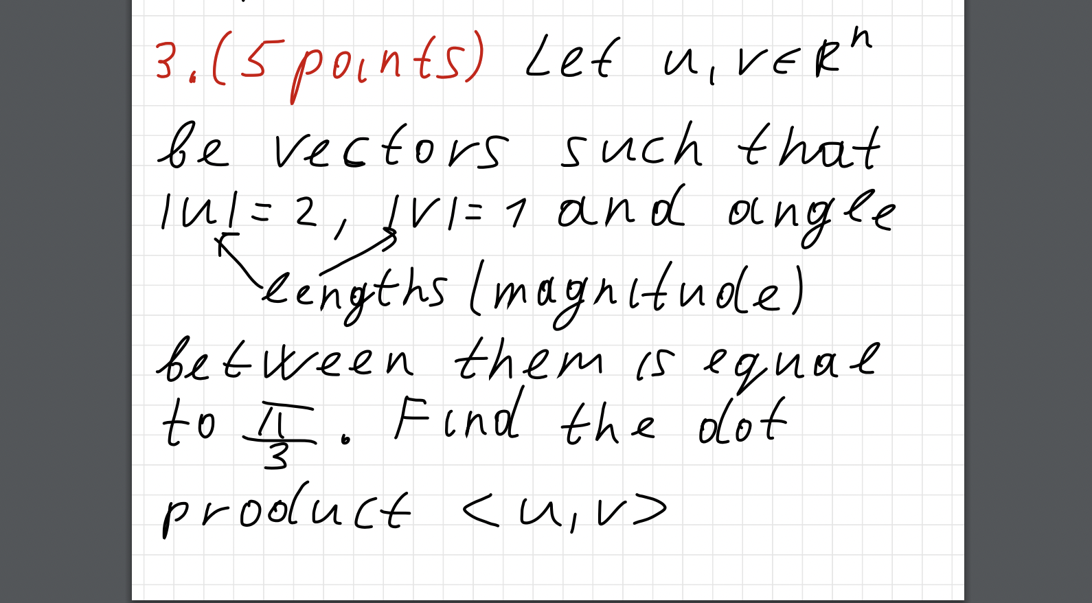 Solved 3.( 5 points) Let u,v∈Rn be vectors such that ∣u∣=2, | Chegg.com