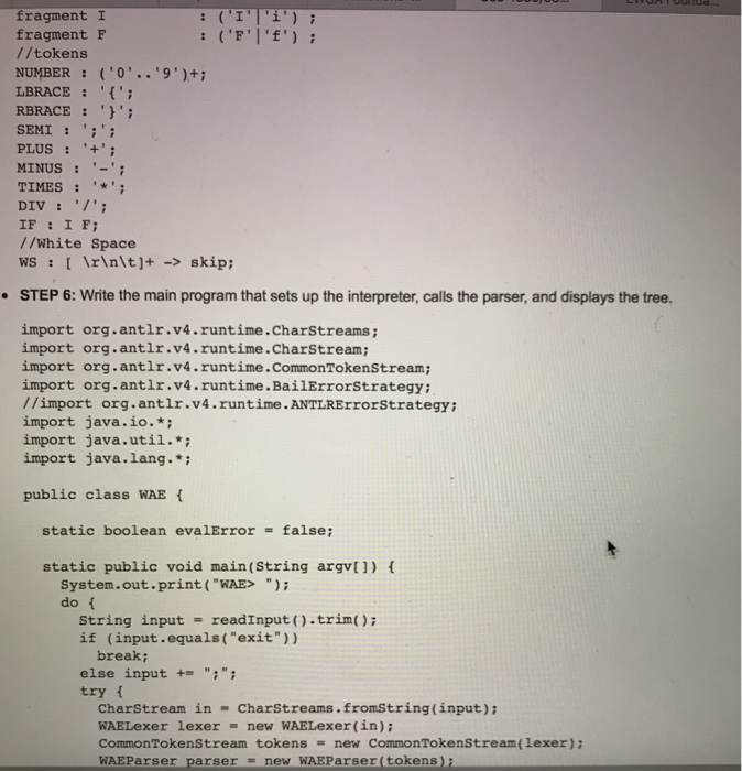Solved Using ANTLR4 system, write an interpreter for the | Chegg.com