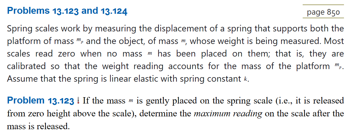 Solved Problems 13.123 and 13.124 page 850 Spring scales | Chegg.com