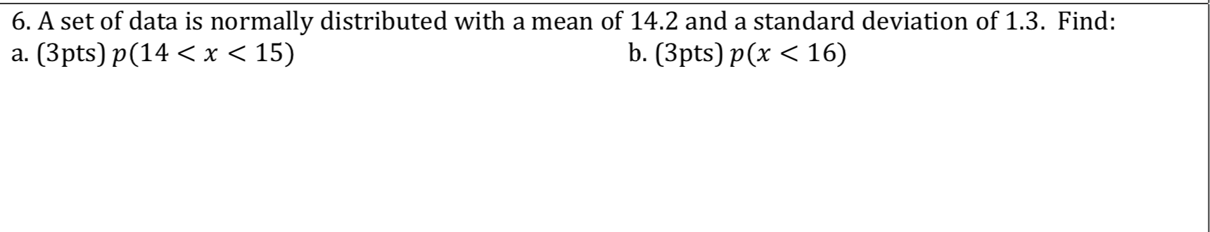 Solved 6. A set of data is normally distributed with a mean | Chegg.com