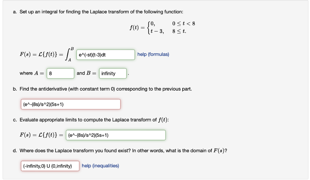 Solved a. Set up an integral for finding the Laplace | Chegg.com