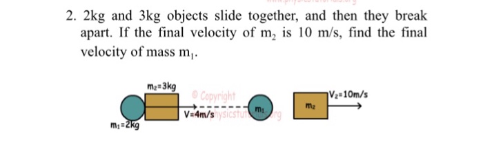 Solved 2kg and 3kg objects slide together, and then they | Chegg.com