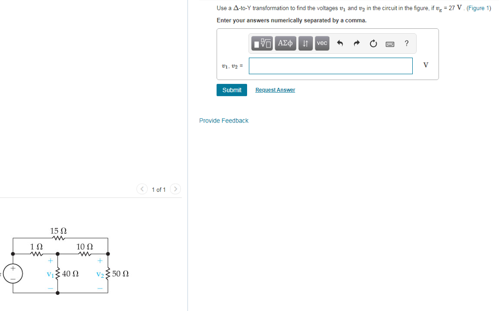 Solved Use a Δ-to-Y transformation to find the voltages v, | Chegg.com