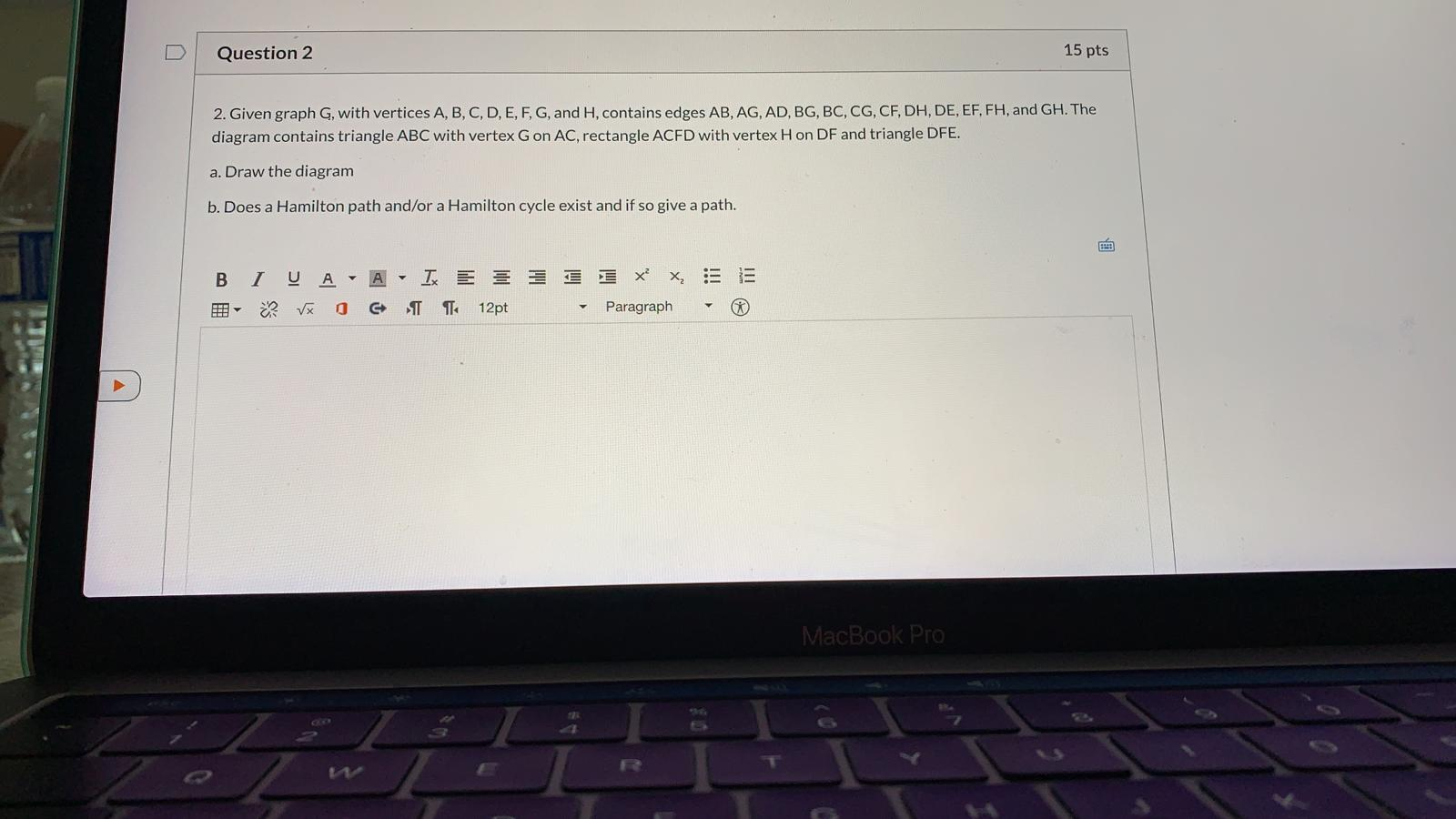 Solved Question 2 15 pts 2. Given graph G, with vertices A, | Chegg.com Solved Question 2 15 pts 2. Given graph G, with vertices A, | Chegg.com