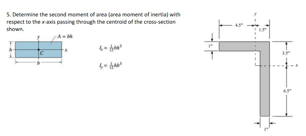 Solved 5. Determine the second moment of area (area moment | Chegg.com