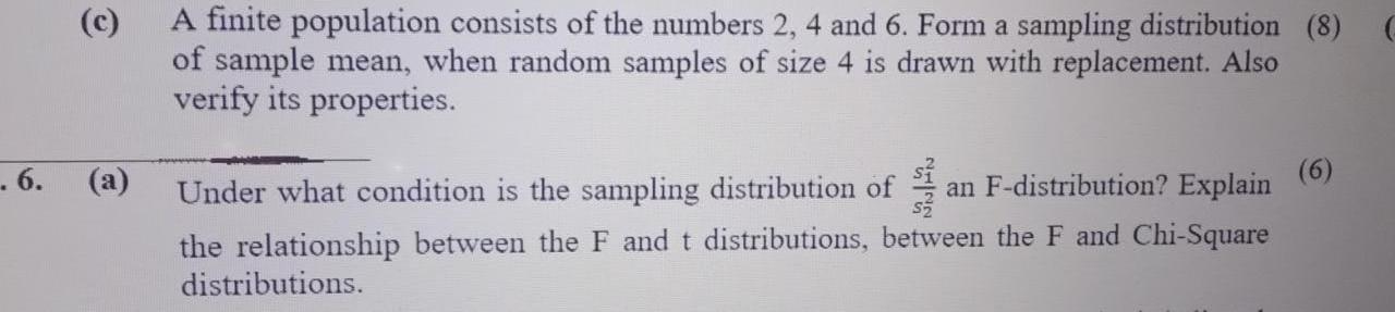 Solved (c) ( A finite population consists of the numbers 2, | Chegg.com