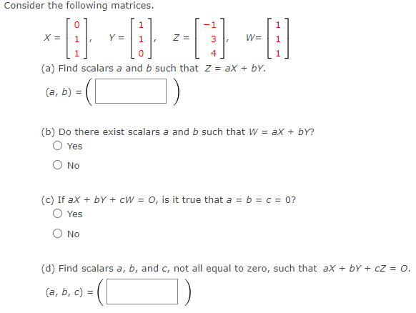 Solved Consider the following matrices. | Chegg.com