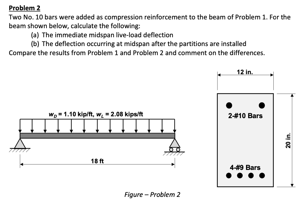 Problem 2 Two No. 10 bars were added as compression | Chegg.com
