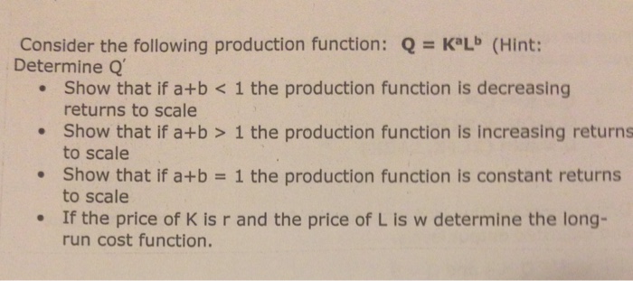 Solved 1. Find the returns to scale for the following | Chegg.com