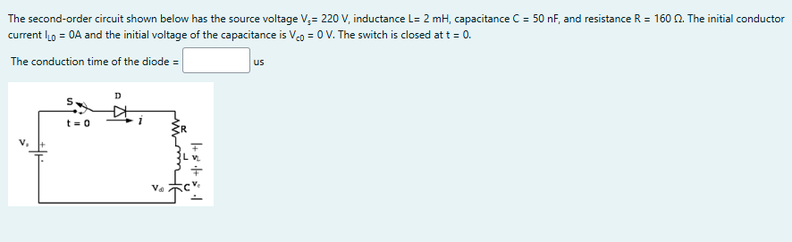Solved The second-order circuit shown below has the source | Chegg.com