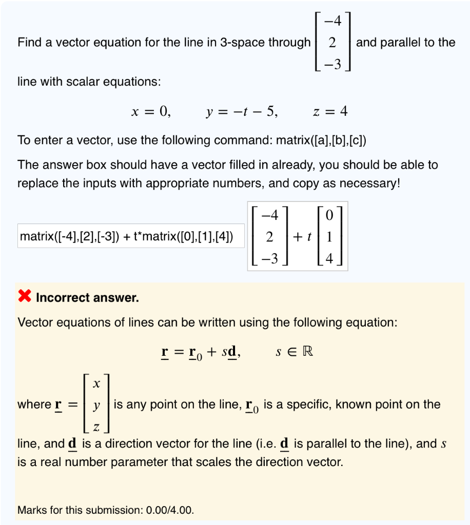 Solved Find a vector equation for the line in 3-space | Chegg.com